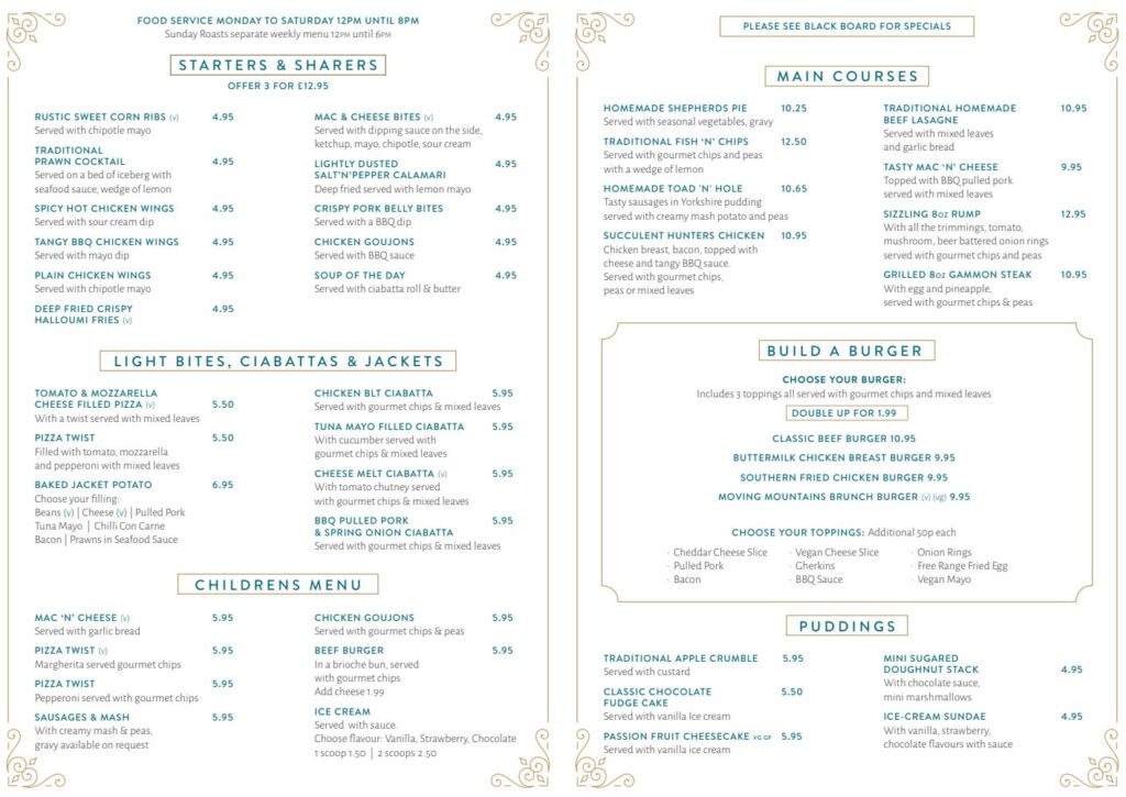 Menu – The Whitemoor